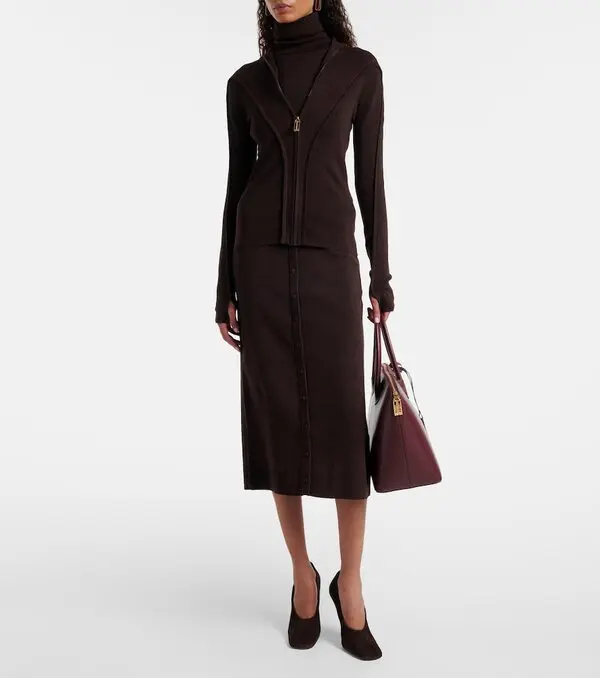 Victoria Beckham Wool-blend Jersey Zip-up Hoodie