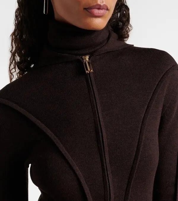 Victoria Beckham Wool-blend Jersey Zip-up Hoodie