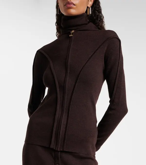 Victoria Beckham Wool-blend Jersey Zip-up Hoodie