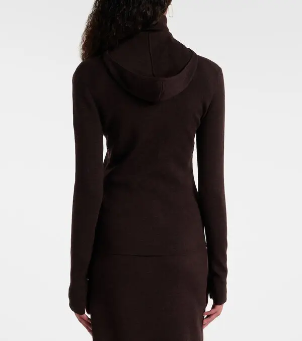 Victoria Beckham Wool-blend Jersey Zip-up Hoodie