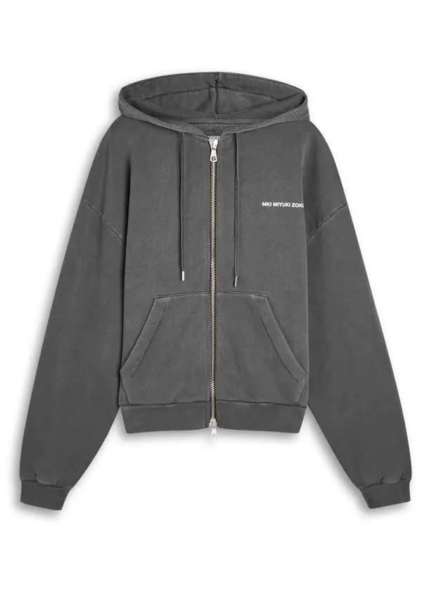 MKI MIYUKI ZOKU Logo Print Cotton-blend Zip-up Hooded Sweatshirt