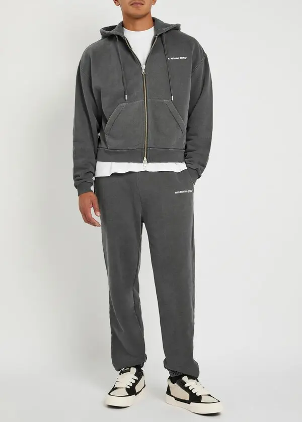 MKI MIYUKI ZOKU Logo Print Cotton-blend Zip-up Hooded Sweatshirt