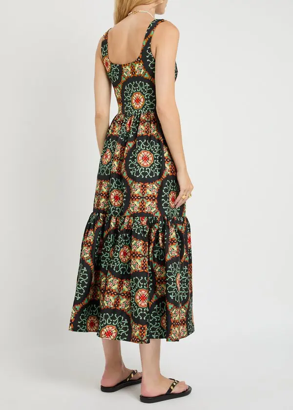 La DoubleJ Printed Square Neck Midi Dress - Multicoloured