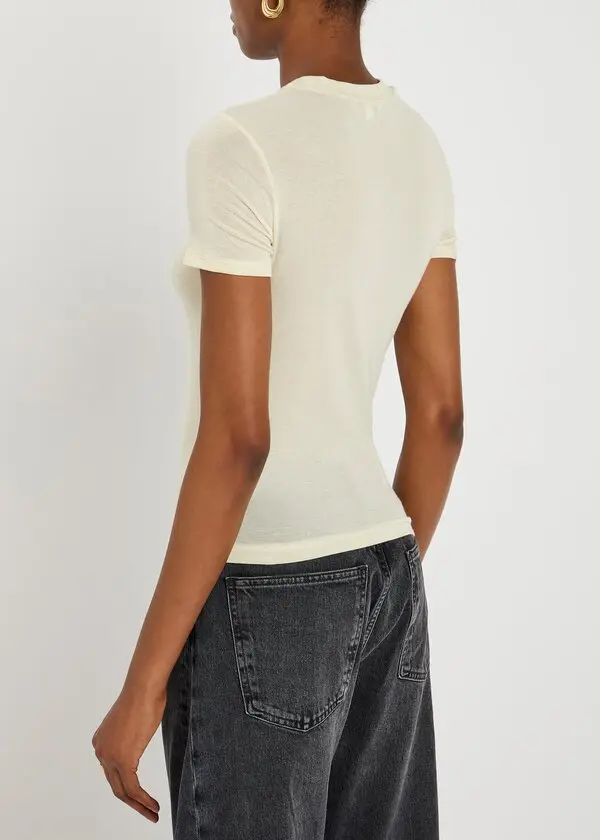 AGOLDE Lissa Twisted Stretch-jersey T-shirt - Ecru