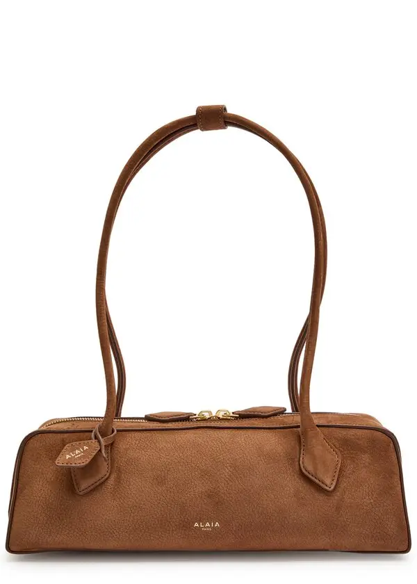 Alaïa Le Teckel Medium Suede Shoulder Bag - Tan