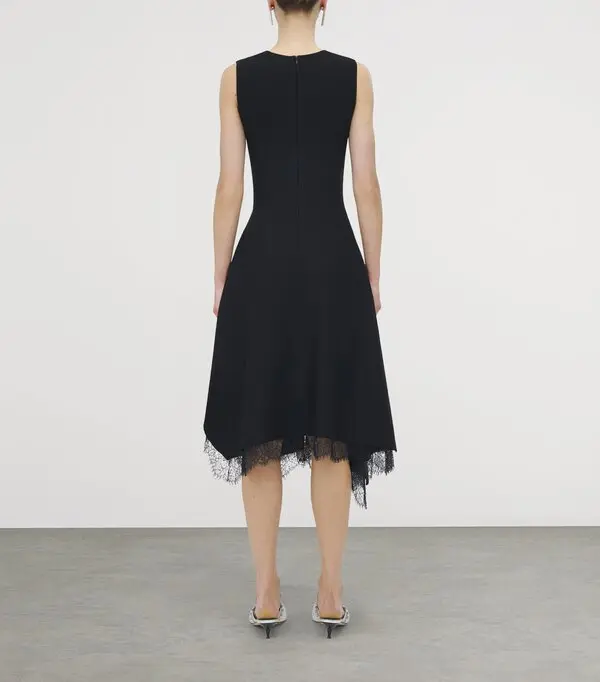 Alexander McQueen Lace-trim Asymmetrical Midi Dress