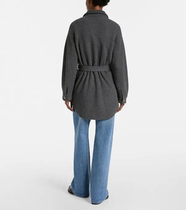 Brunello Cucinelli Belted Wool, Cashmere, And Silk Cardigan