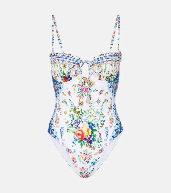 Camilla Embellished Printed One-piece Swimsuit - Multicoloured