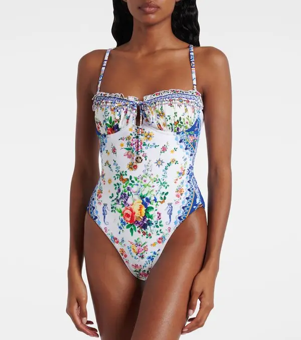 Camilla Embellished Printed One-piece Swimsuit