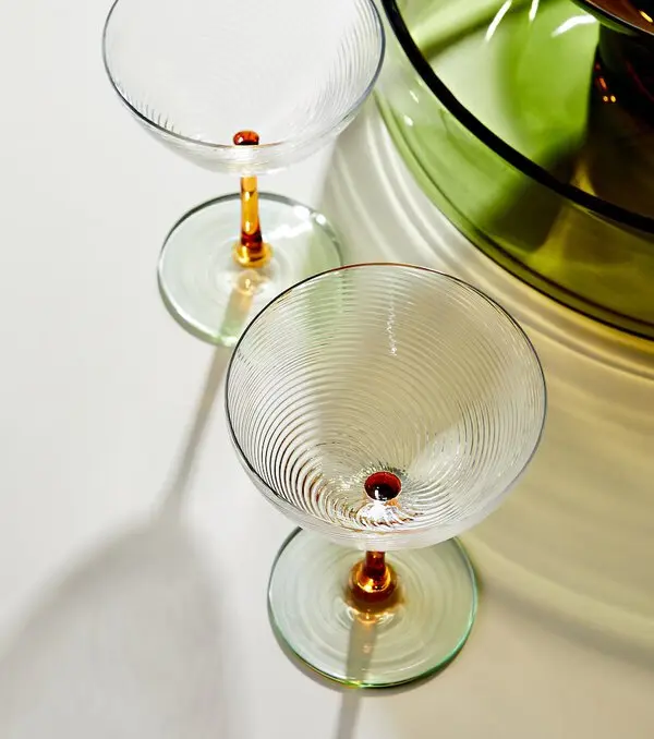 NASONMORETTI Set Of 2 Glass Cocktail Glasses - Multicoloured