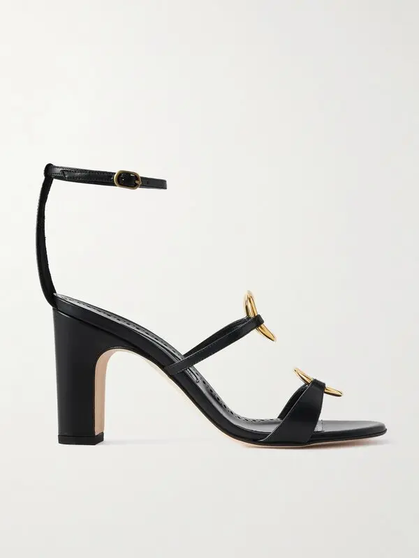 Manolo Blahnik Hisfahan 90 Leather Sandals - Black