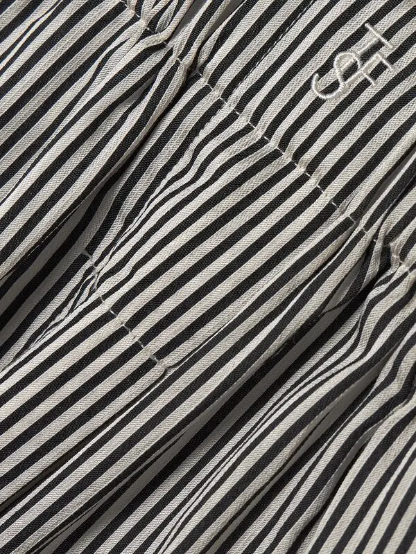 THE FRANKIE SHOP Lui Embroidered Striped Woven Shorts - Black