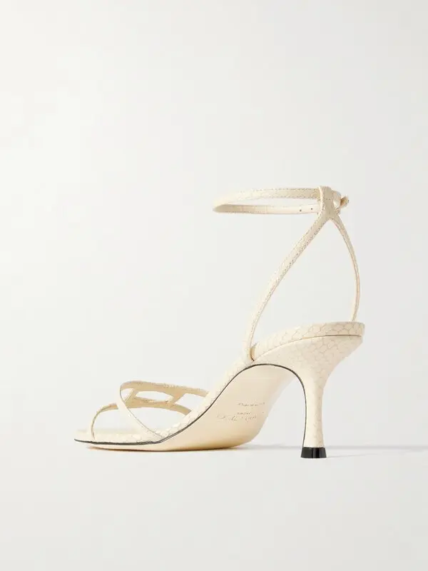 JIMMY CHOO Leo 65 Croc-effect Leather Sandals