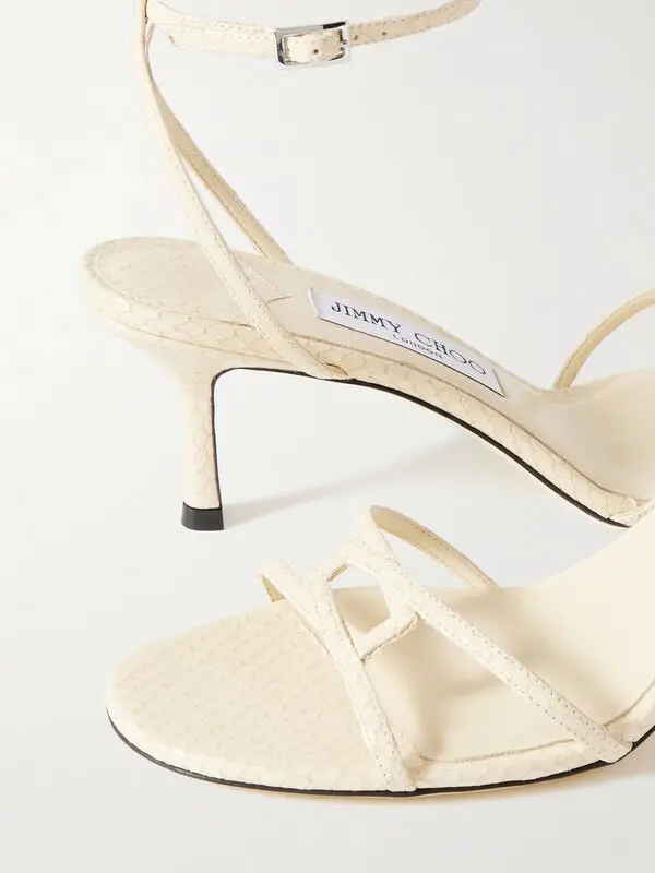 JIMMY CHOO Leo 65 Croc-effect Leather Sandals