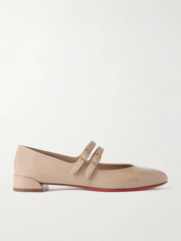 CHRISTIAN LOUBOUTIN Sweet Jane Patent Leather Flats - Neutrals