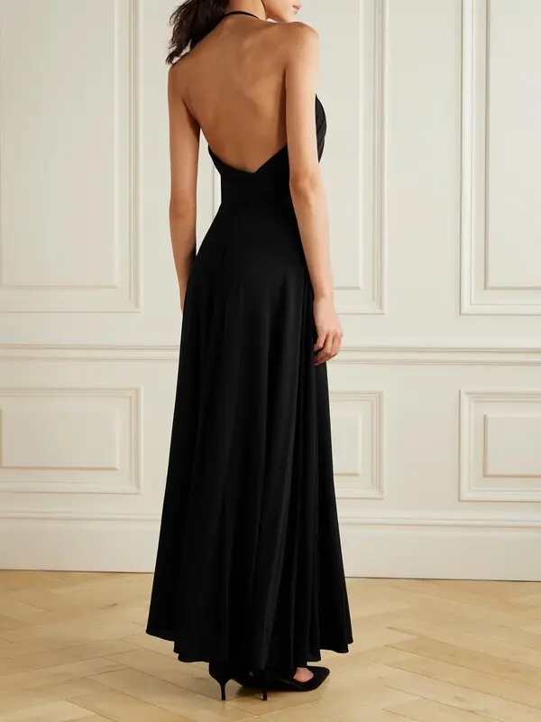 Alaïa Belted Gathered Halterneck Maxi Dress