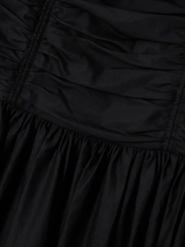 Matteau Strapless Ruched Organic Cotton-poplin Midi Dress - Black