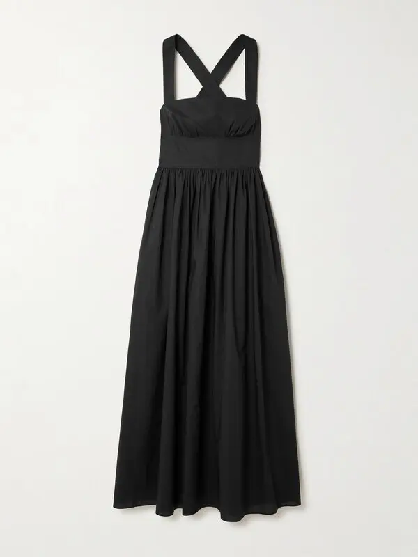 Matteau Gathered Organic Cotton Midi Dress - Black