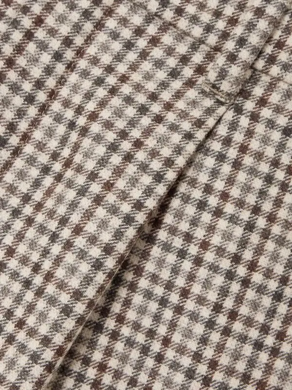 Brunello Cucinelli Pleated Checked Wool Mini Skirt