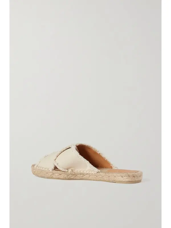 CastaÑer Palmera Frayed Canvas Espadrille Slides - Neutrals