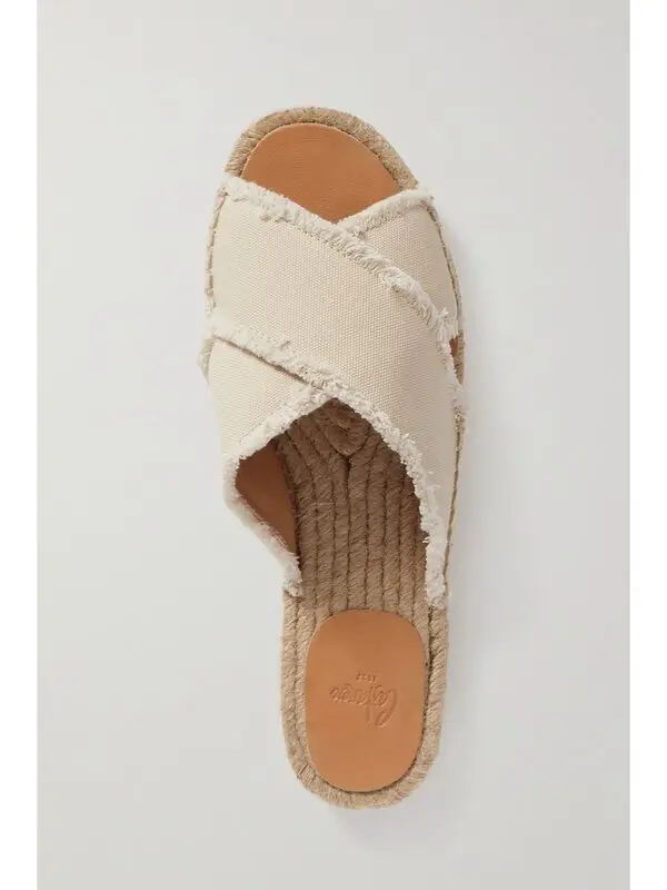 CastaÑer Palmera Frayed Canvas Espadrille Slides - Neutrals