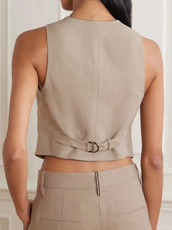 Brunello Cucinelli Bead-embellished Twill Vest