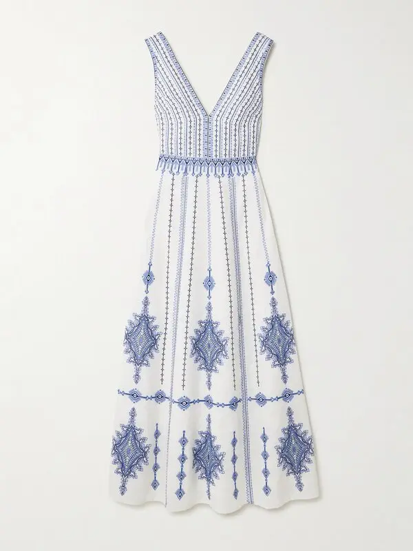 EMPORIO SIRENUSE Nellie Embroidered Maxi Dress - Neutrals