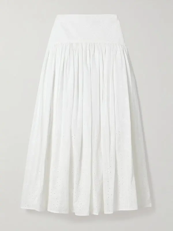 Staud Procida Broderie Anglaise Cotton Maxi Skirt