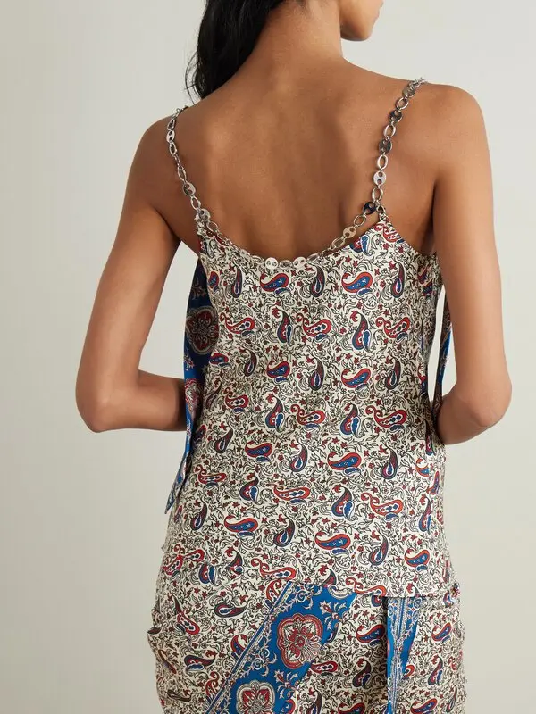 Rabanne Chain-detailed Paisley-print Crepe Top