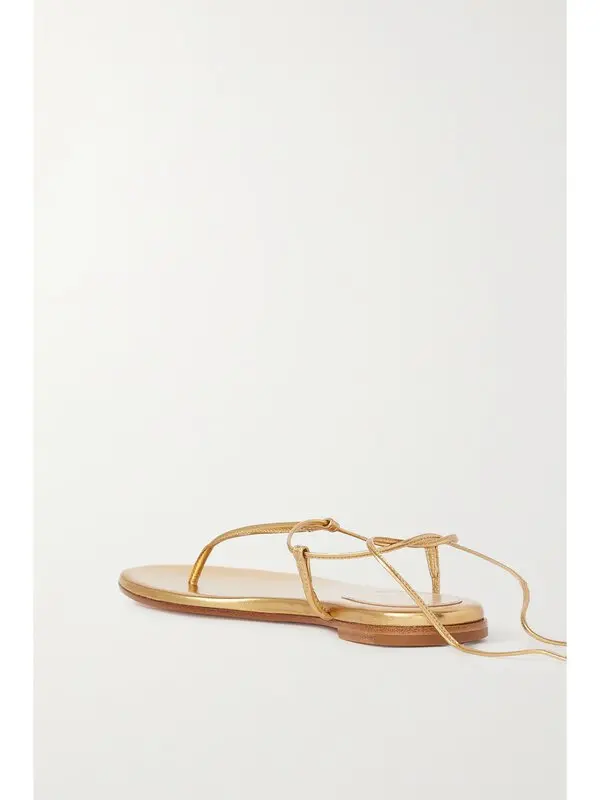 GIANVITO ROSSI Gwyneth Metallic Leather Sandals - Gold