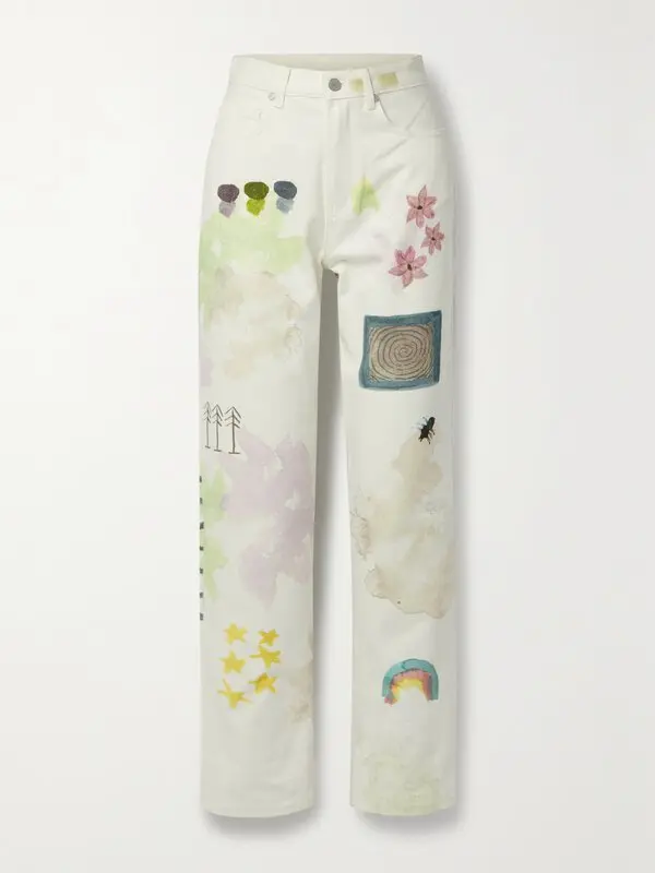 Alexander McQueen High-rise Straight-leg Jeans With Grow Up Print