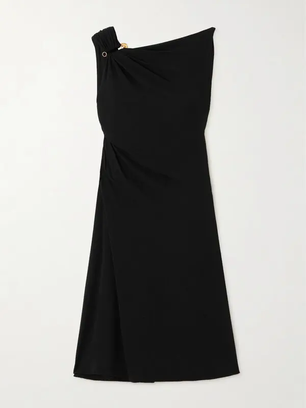 Versace Embellished Draped Crepe-jersey Mini Dress
