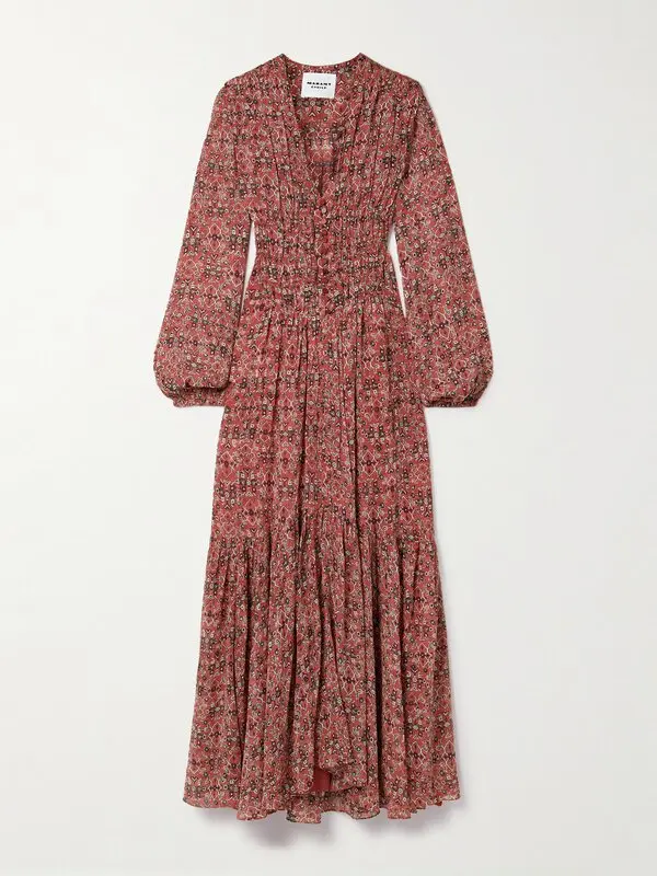 MARANT ETOILE Briane Printed Georgette Maxi Dress - Red