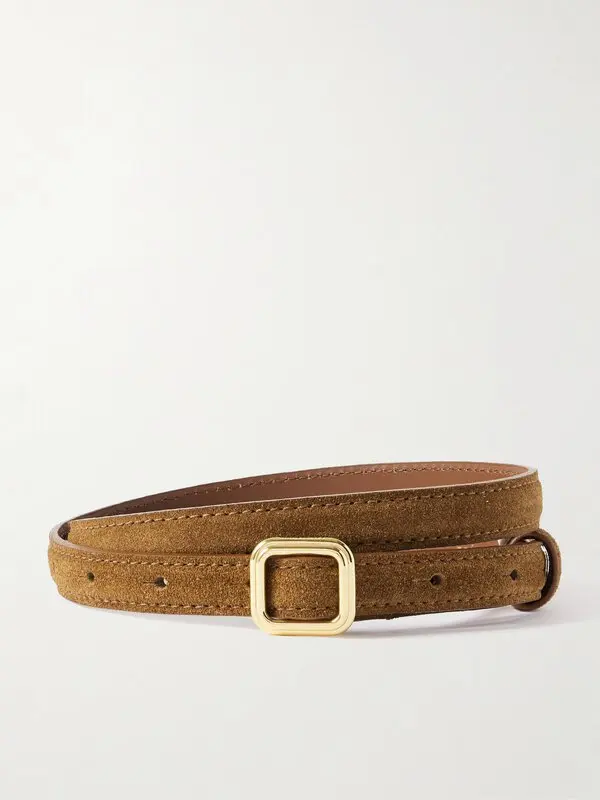 LIÉ STUDIO The Georgia Slim Suede Belt - Brown
