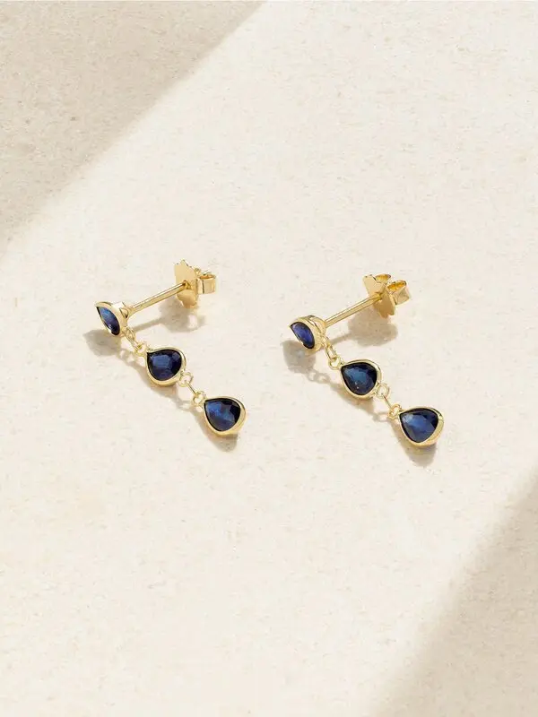 Jia Jia Gold Sapphire Chakra Earrings - Blue