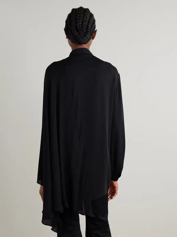 Balenciaga Asymmetric Pussy-bow Silk Georgette Blouse