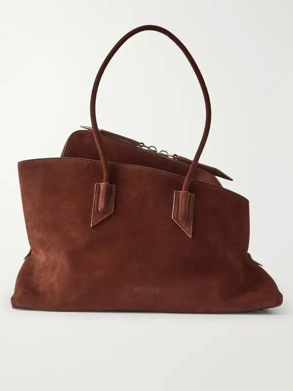 Attico La Passeggiata Medium Asymmetric Suede Tote - Brown