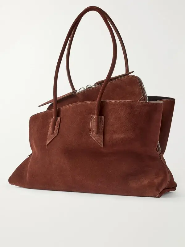 Attico La Passeggiata Medium Asymmetric Suede Tote - Brown