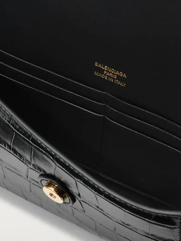 Balenciaga Hourglass Croc-effect Patent-leather Shoulder Bag