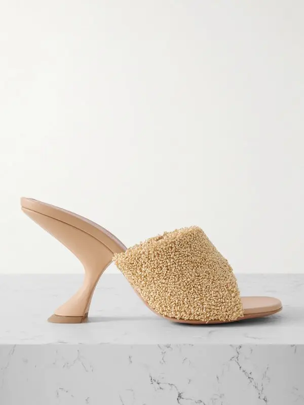Amina Muaddi Taylor Raffia Mules - Neutrals