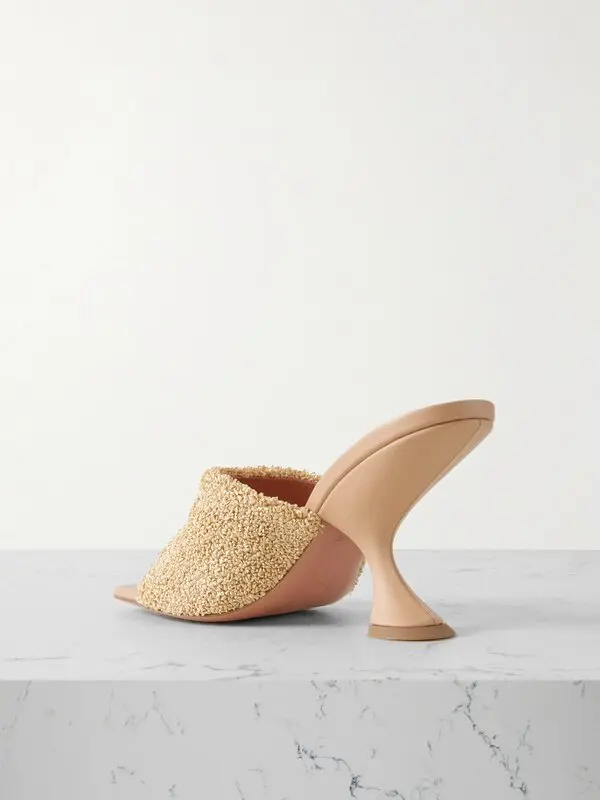 Amina Muaddi Taylor Raffia Mules - Neutrals