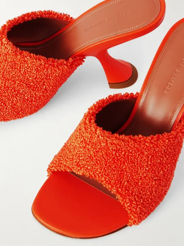 Amina Muaddi Taylor Raffia Mules - Orange