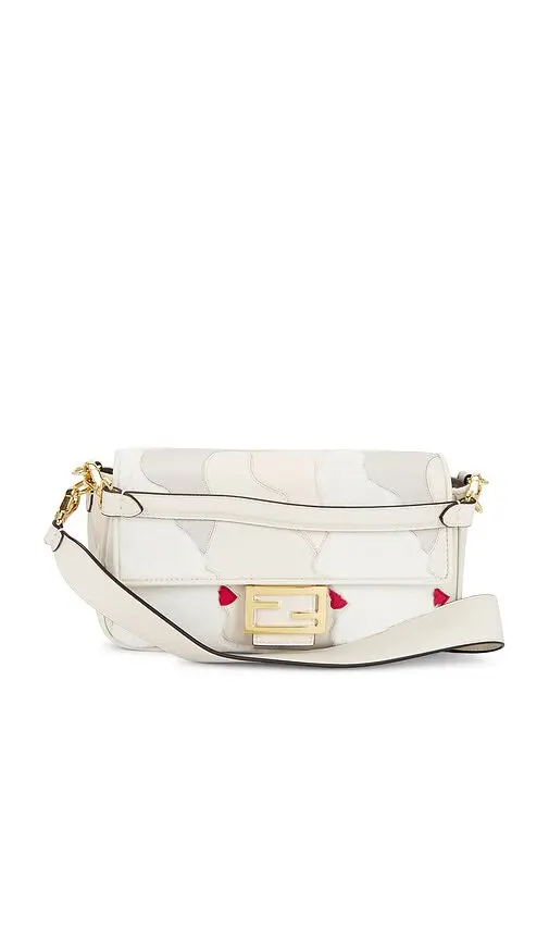 FWRD RENEW Fendi Mink Fur Nappa Faces Baguette Shoulder Bag - Ivory
