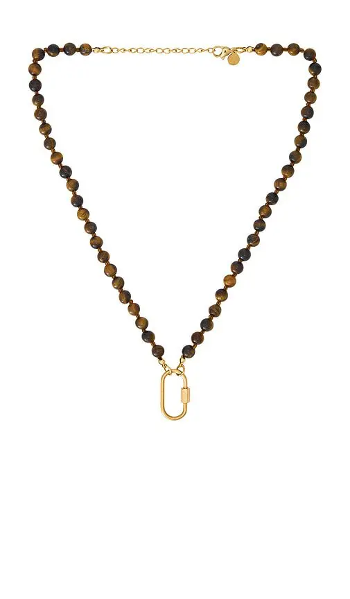 PETIT MOMENTS Beaded Carabiner Necklace - Brown