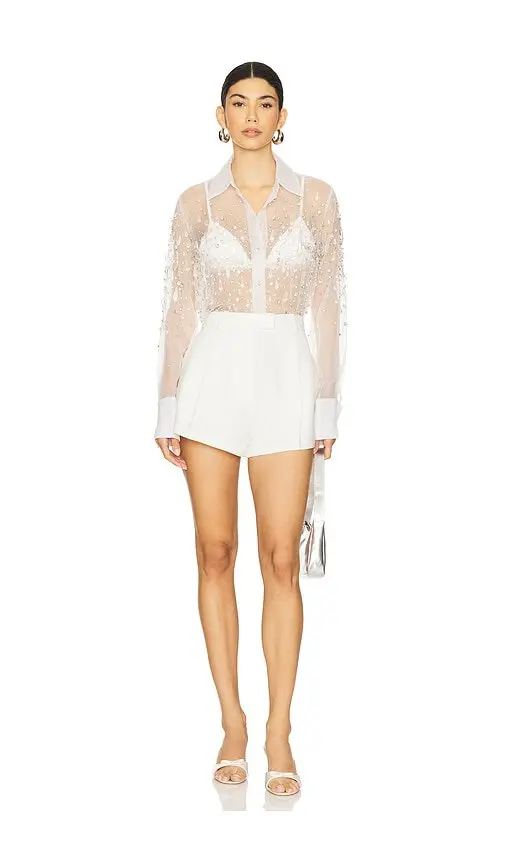 Retrofete Embellished Chiffon Shirt - White