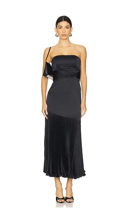 AMUR Milly Pleated Midi Dress - Navy