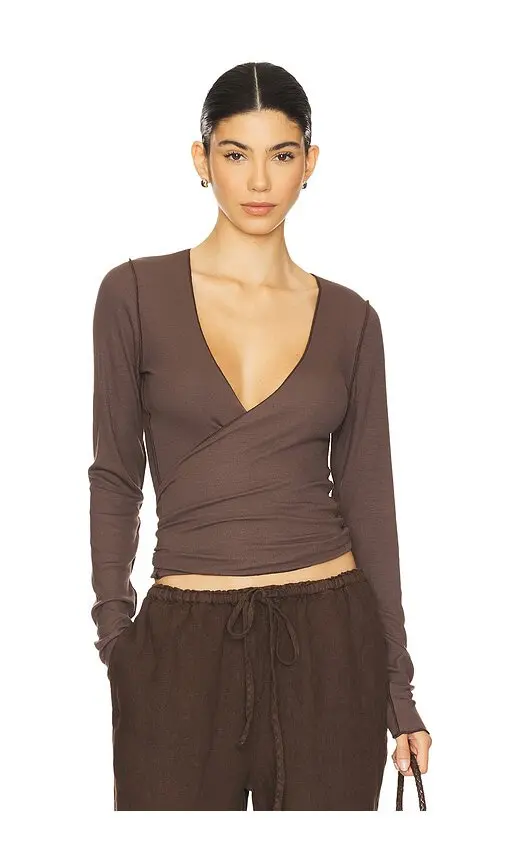 VIR VITA Margot Wrap Top - Chocolate