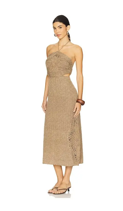 AMUR Clara Knit Midi Dress - Brown