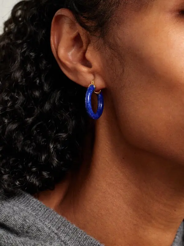 Mateo 14-karat Gold Lapis Lazuli Hoop Earrings