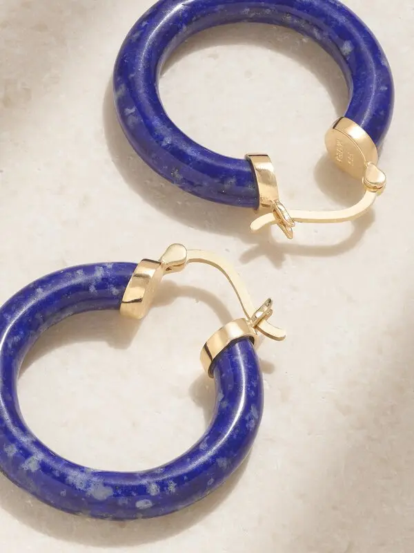 Mateo 14-karat Gold Lapis Lazuli Hoop Earrings